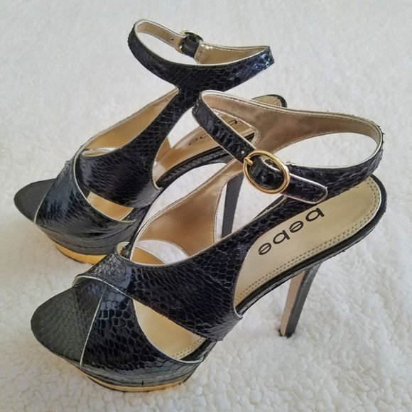 bebe | Shoes | Nwt Bebe Texturedleather Peeptoe Platform Sandals | Poshmark